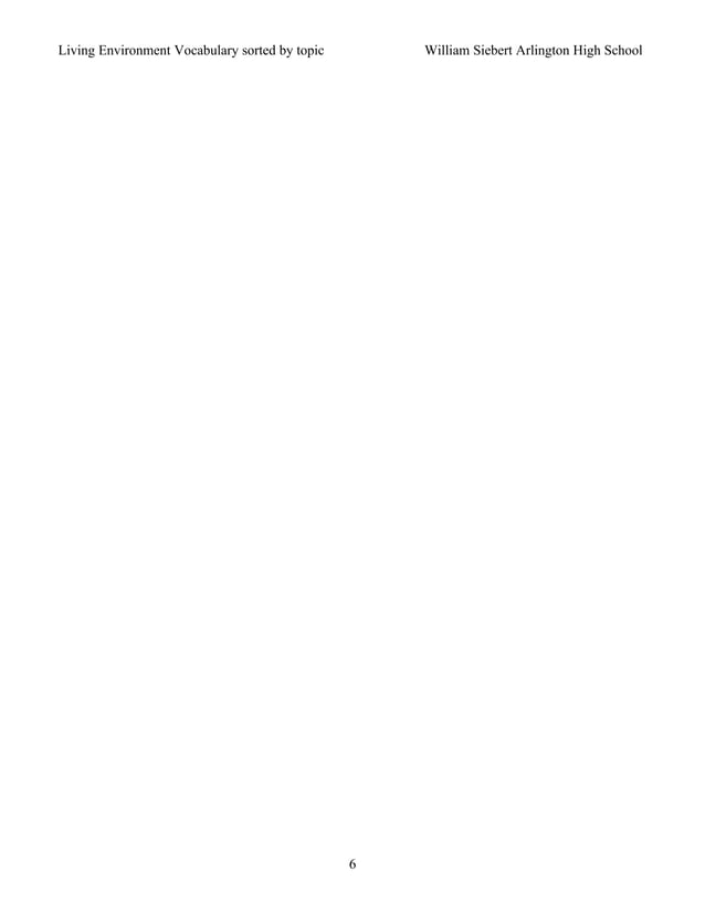 Biology- Regents Review Vocabulary - Topical | PDF