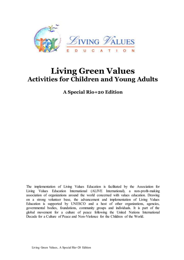 Living green values activities for children and young adults | PDF