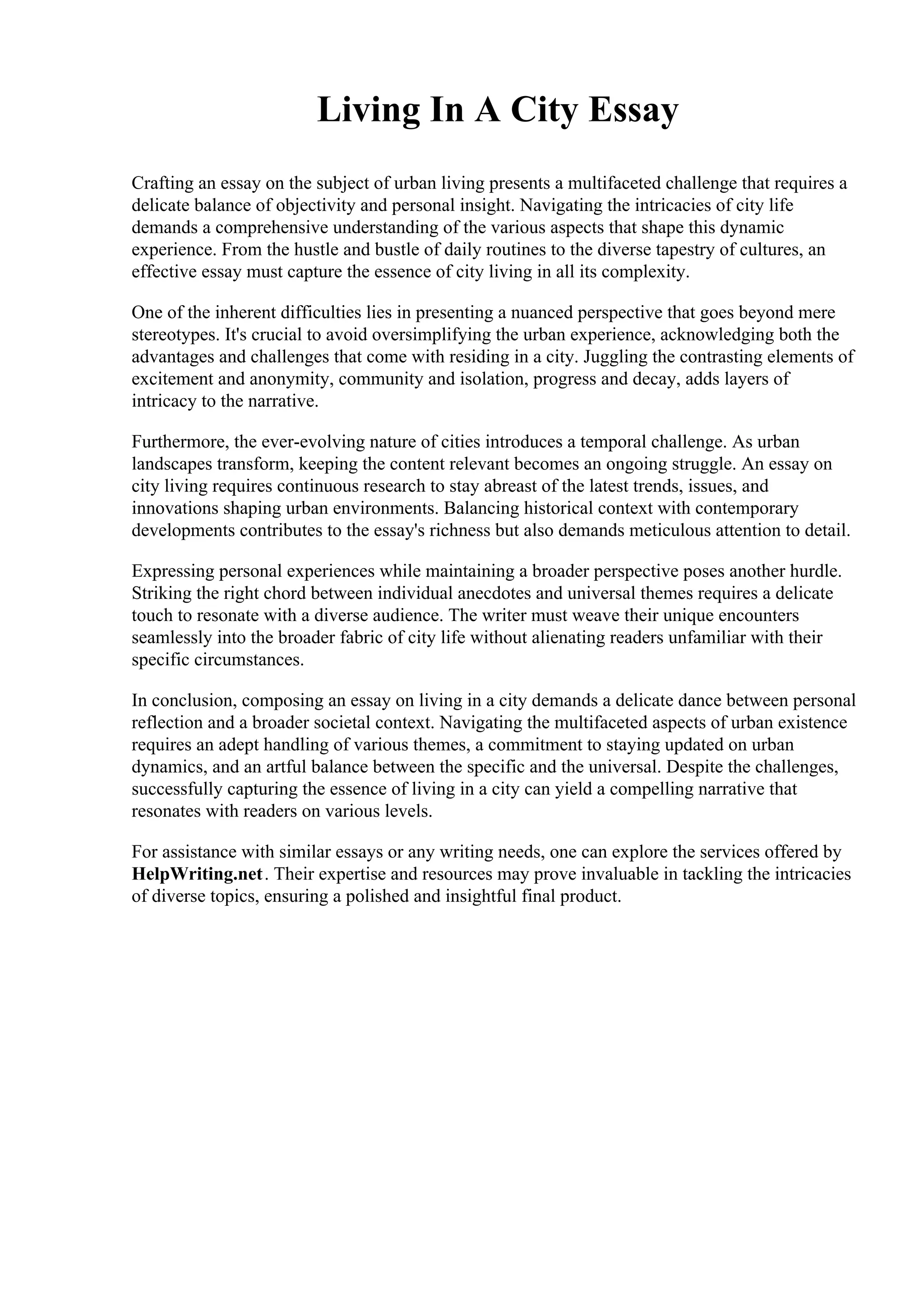 Living In A City Essay.pdf