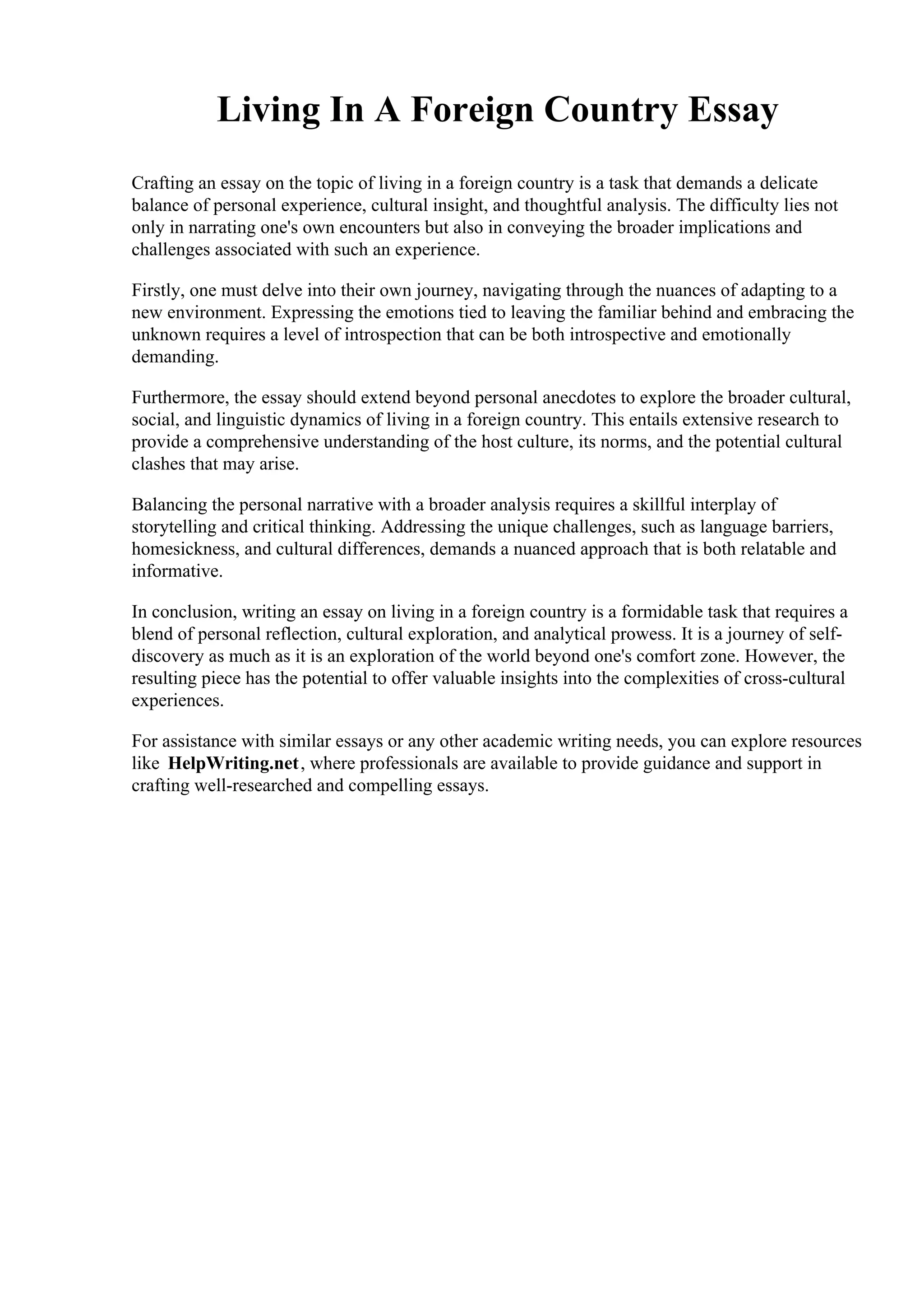 Living In A Foreign Country Essay.pdf