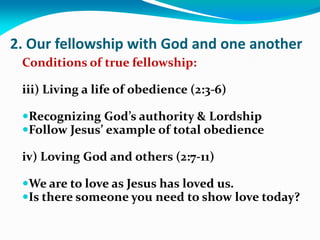 Living in Fellowship with God and One Another 3rd june | PDF