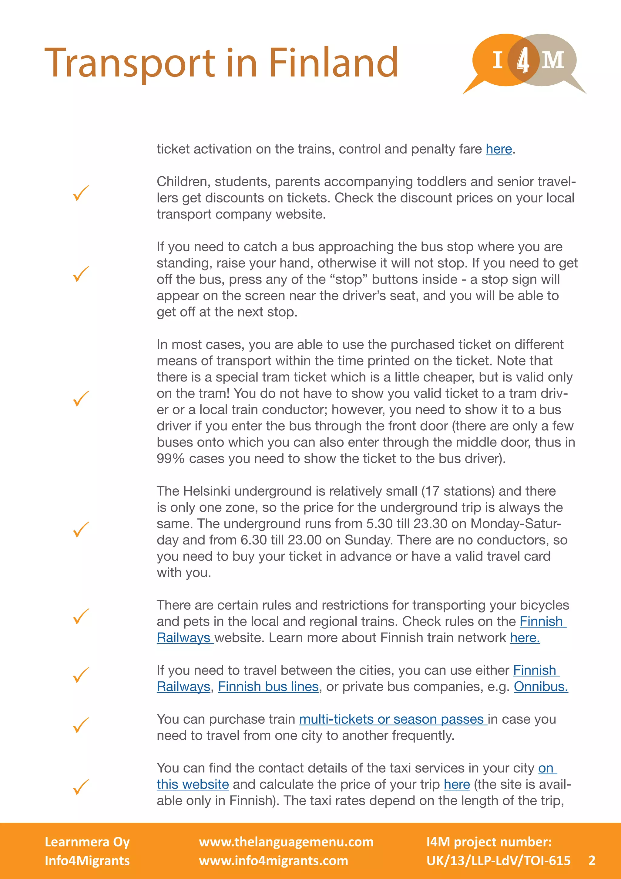 I4M Living in finland transport (in english) | PDF