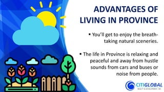 Living in the city vs living in the province | PPTX