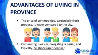 Living in the city vs living in the province | PPTX