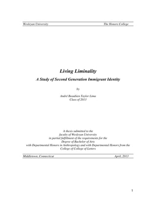 Living Liminality: A Study of Second Generation Immigrant Identity | PDF