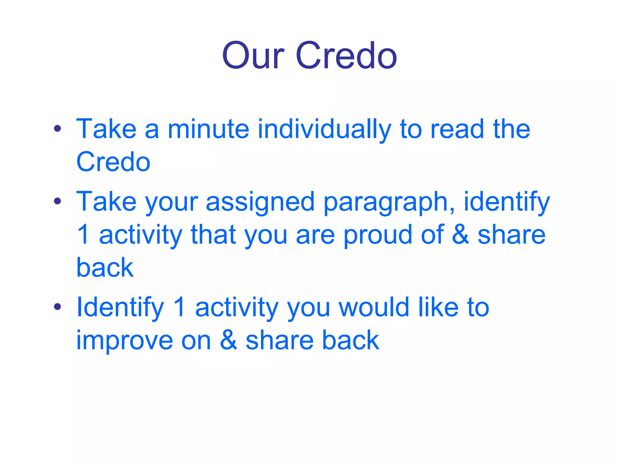 Living our credo_values_facilitator_presentation | PPTX