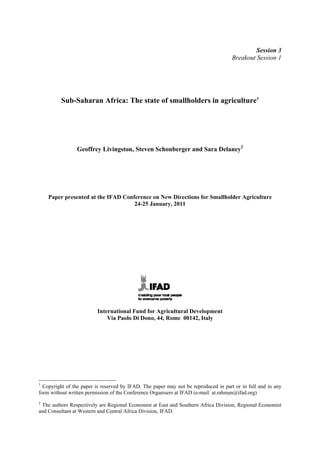Sub-Saharan Africa: The State of Smallholders in Agriculture | PDF