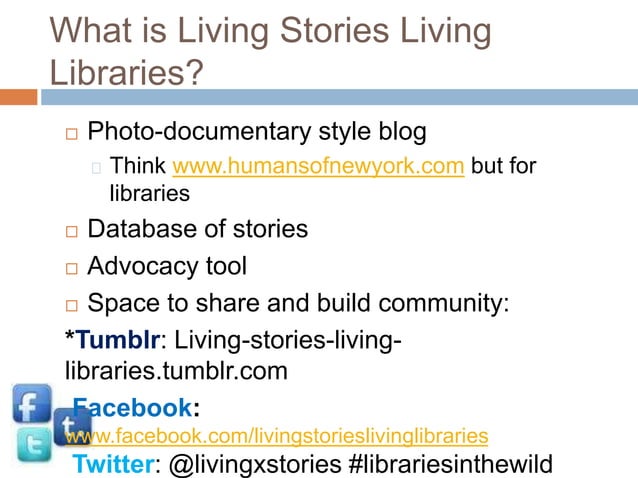 Living Stories, Living Libraries Webinar | PPT