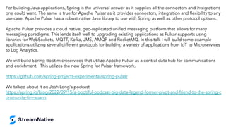 Living the Stream Dream with Pulsar and Spring Boot | PDF