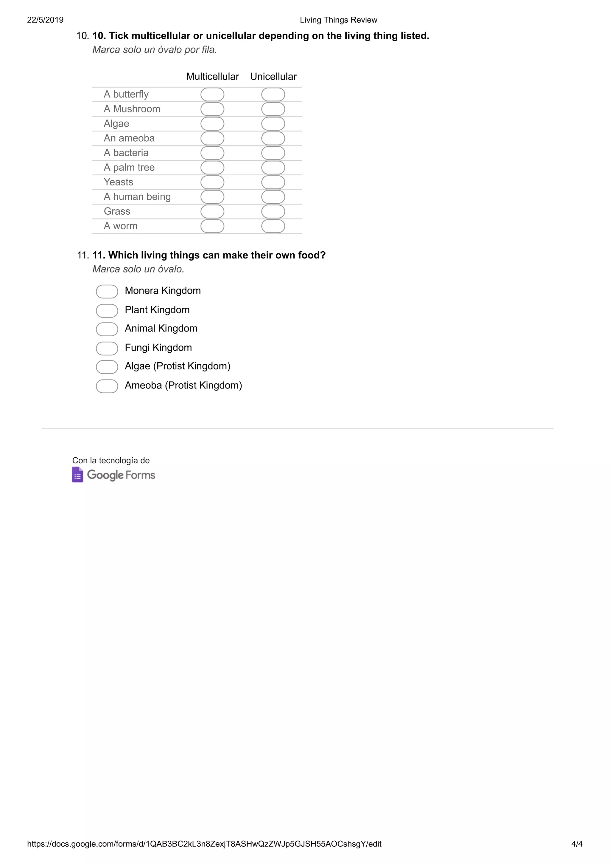 Living things Review | PDF