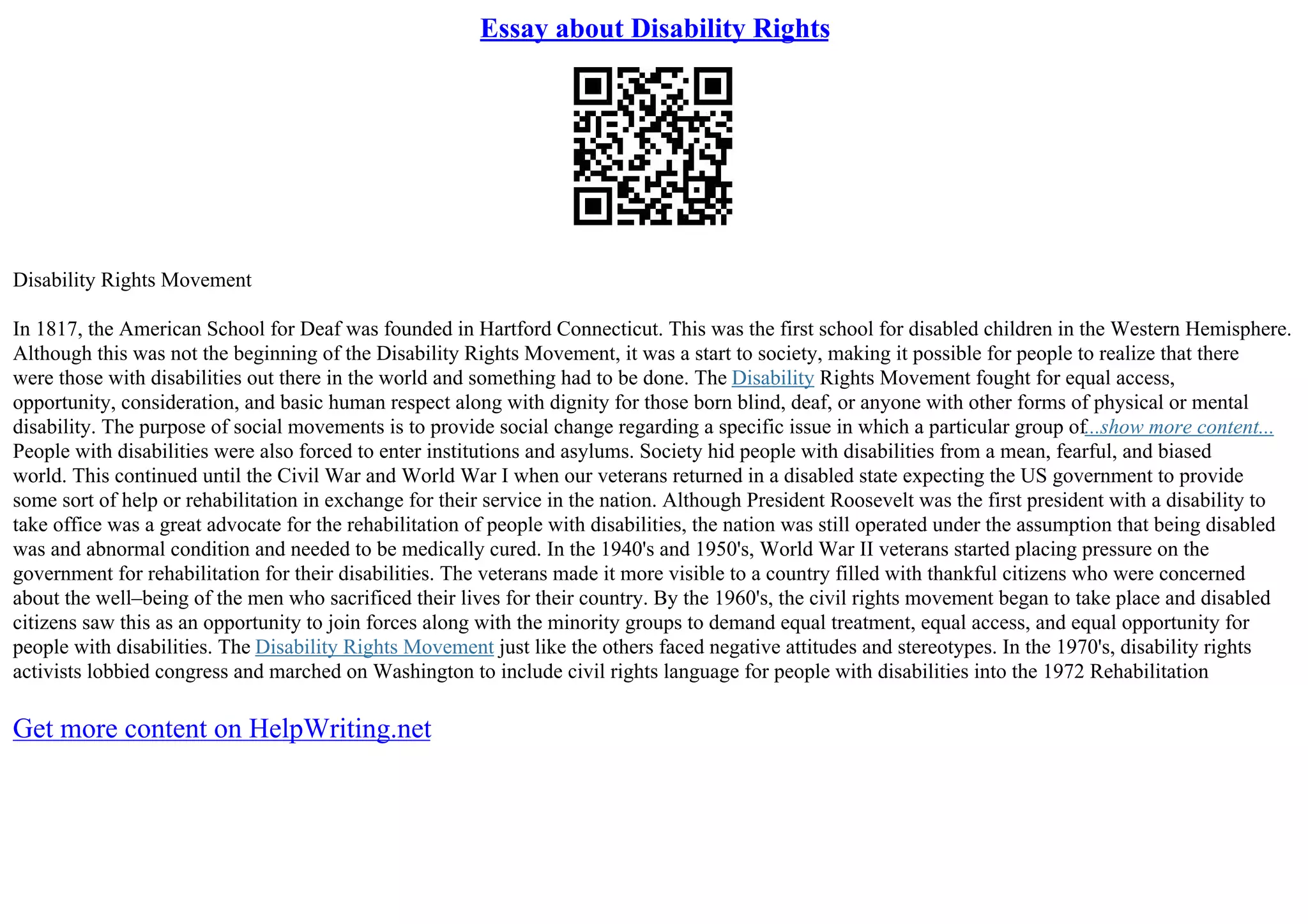Living With A Disability Essay Example | PPT