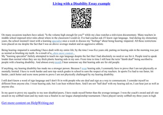Living With A Disability Essay Example | PDF