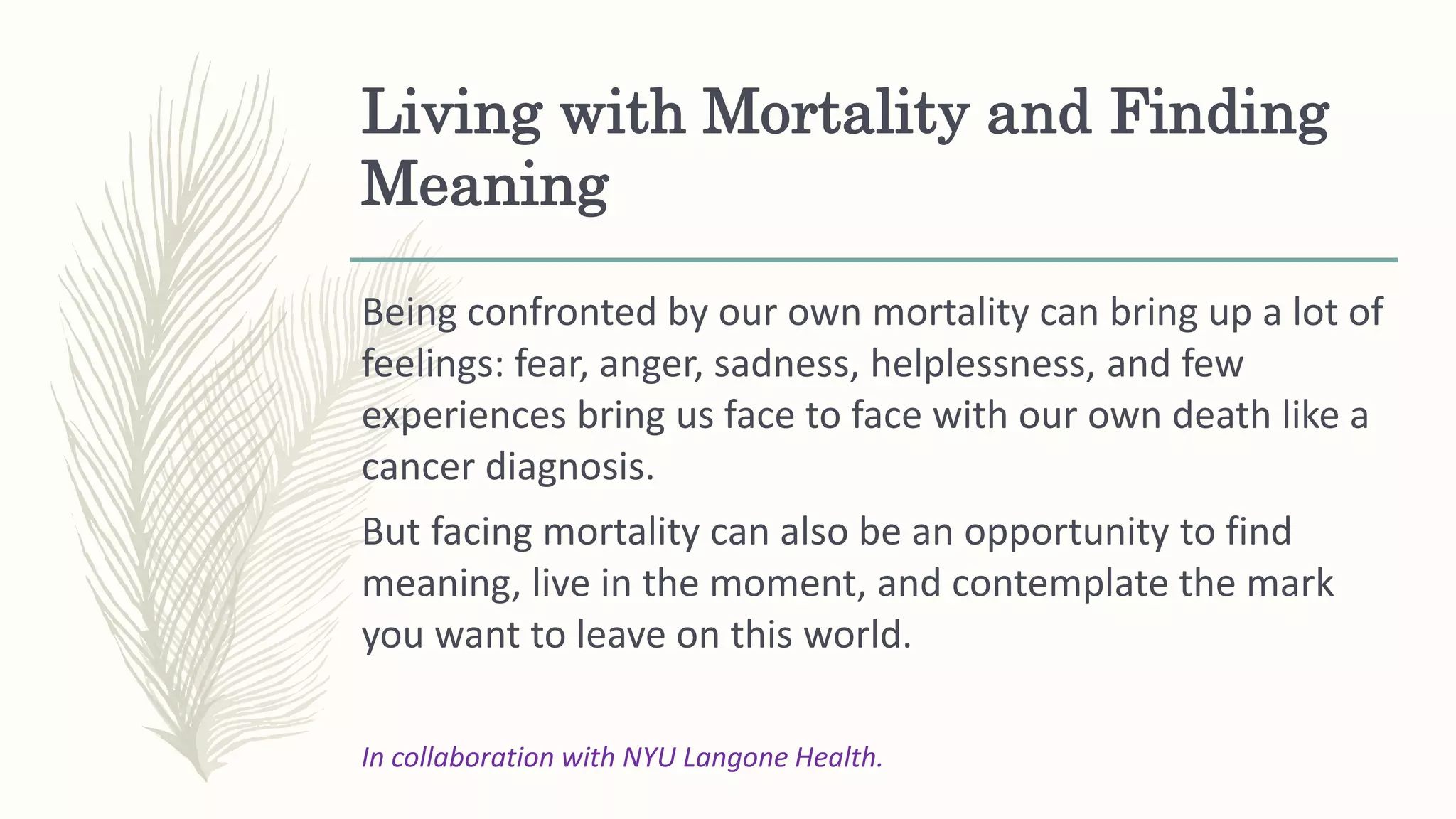 Living with Mortality and Finding Meaning | PPT