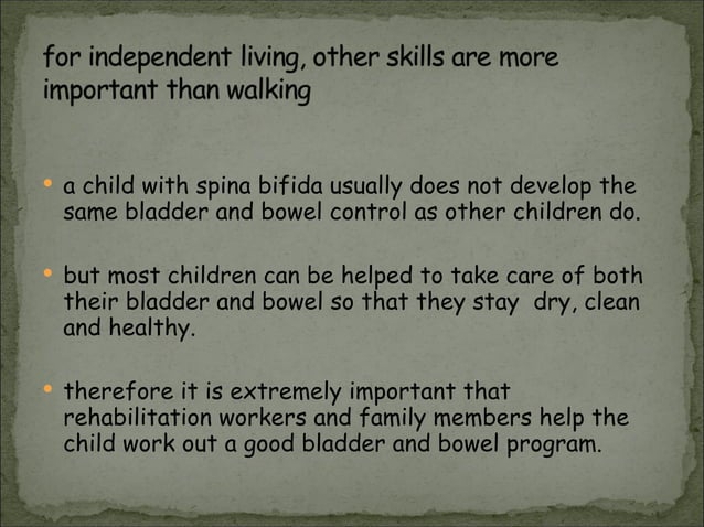 Living with spina bifida and hydrocephalus in developing countries ...