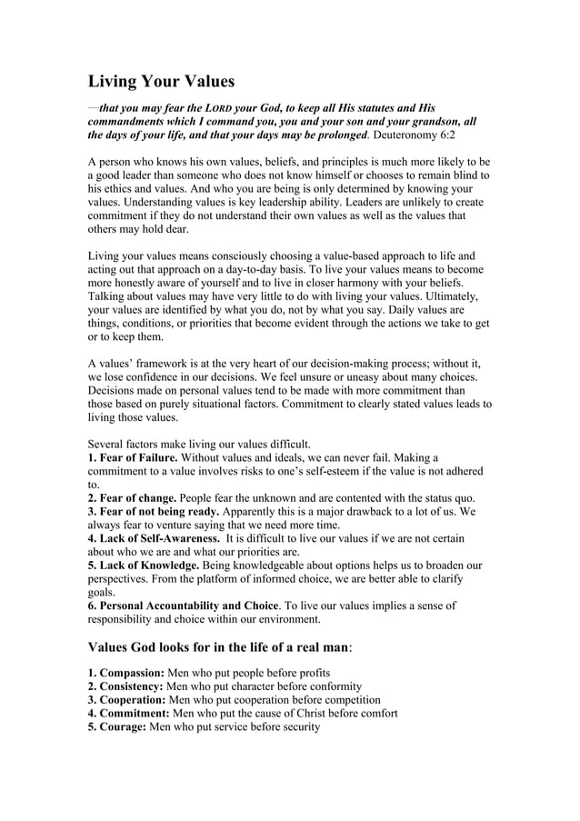 Living Your Values | PDF | Free Download