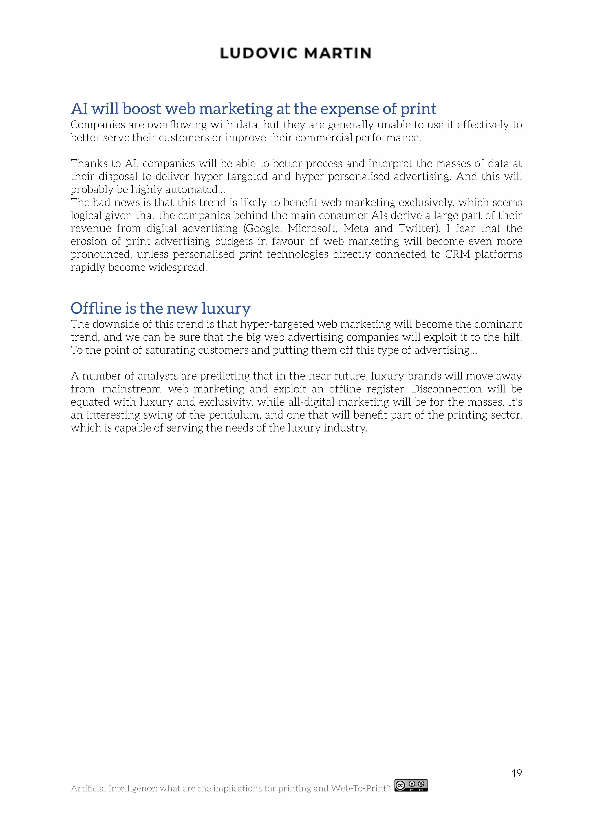 Artificial Intelligence: WHAT CONSEQUENCES FOR PRINTING AND WEB-TO-PRINT? | PDF