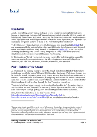 Indexing Text and HTML Files with Solr | PDF