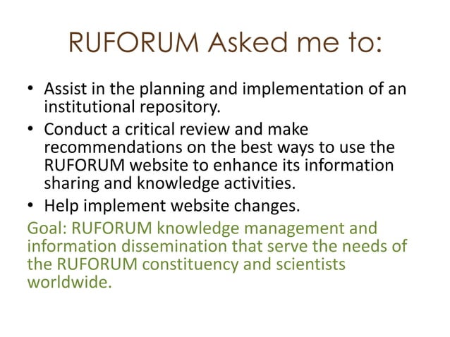 RUFORUM Knowledge Management & Information Dissemination | PPT