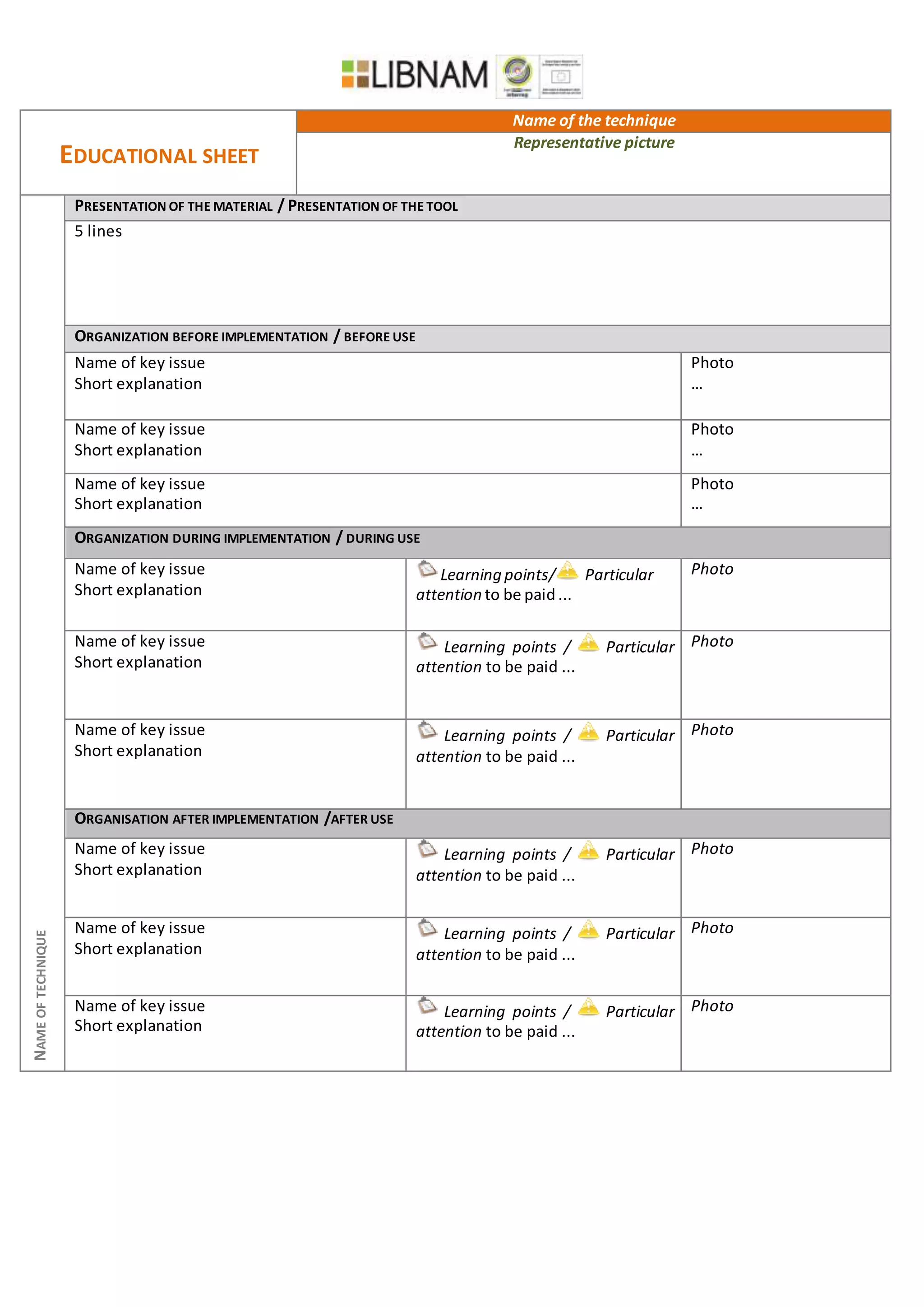 educational worksheet model | DOCX