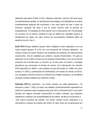 Uso de clorhexidina tópica en el cuidado del cordón umbilical en el ...