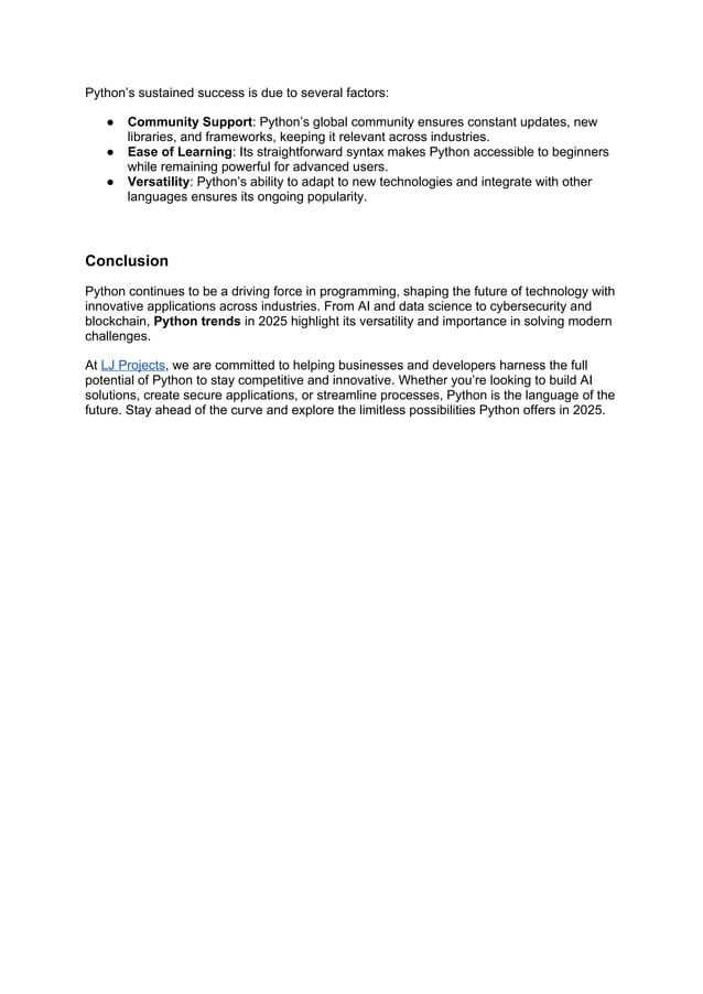 Python Trends 2025: What's Hot in the World of Programming | PDF