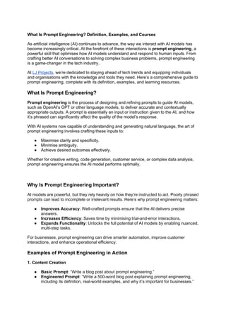 What Is Prompt Engineering? Definition, Examples, and Courses | DOCX