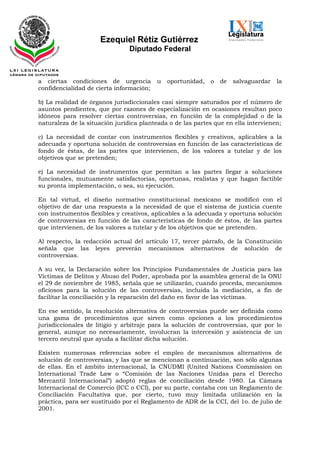 Iniciativa de Ley Federal de Mecanismos Alternativos para la Solución ...