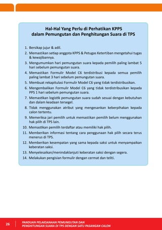 Buku Panduan KPPS Satu Pasangan Calon | PDF