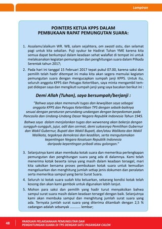 Buku Panduan KPPS Satu Pasangan Calon | PDF