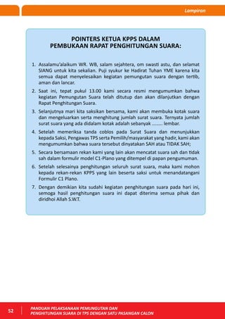 Buku Panduan KPPS Satu Pasangan Calon | PDF