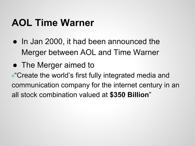 aol and warner merger | PPTX