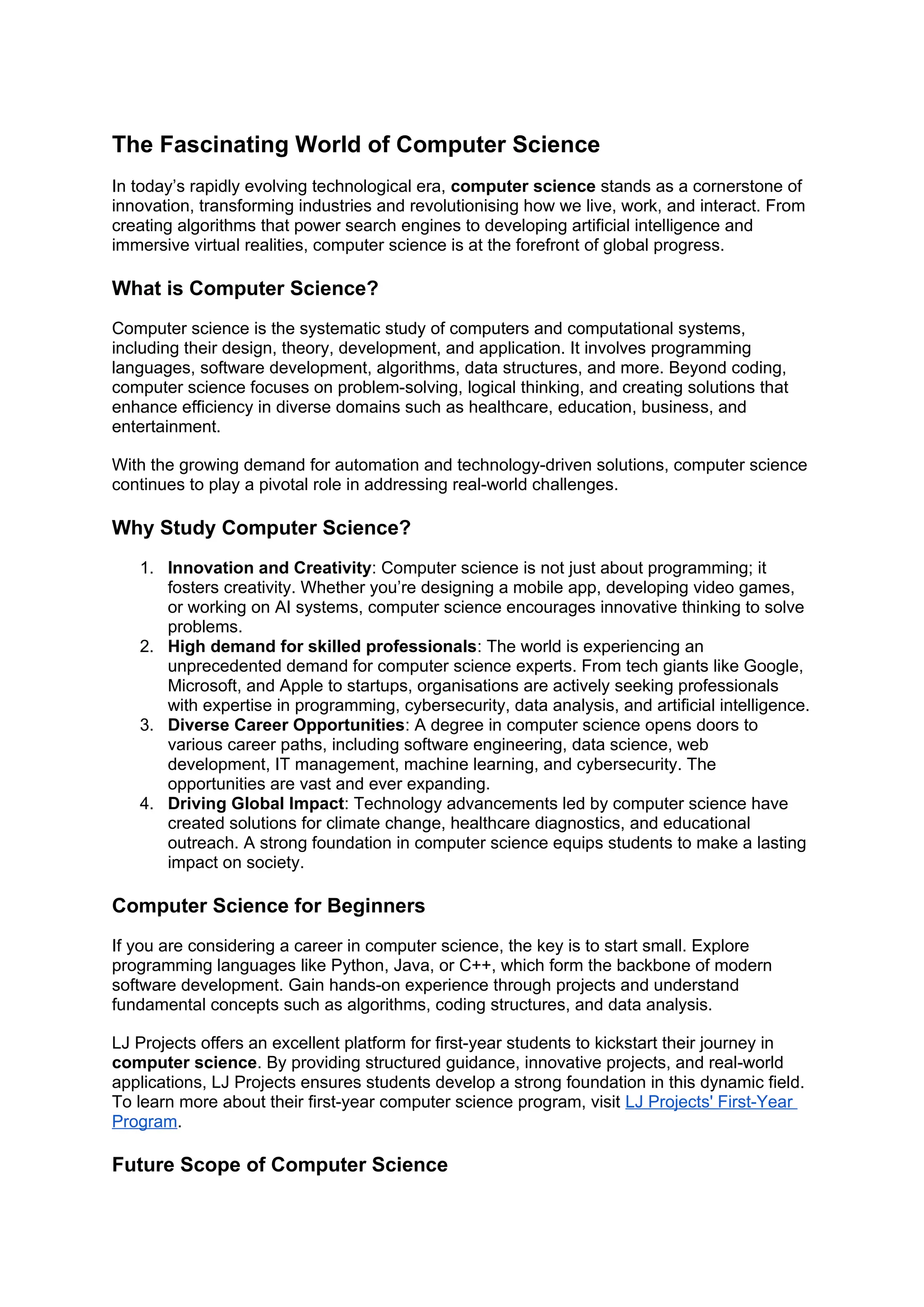 The Fascinating World of Computer Science | PDF The Fascinating World of Computer Science | PDF
