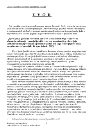Ljudski rasursi kao savremeni menadzment koncept upravljanje ljudskim ...