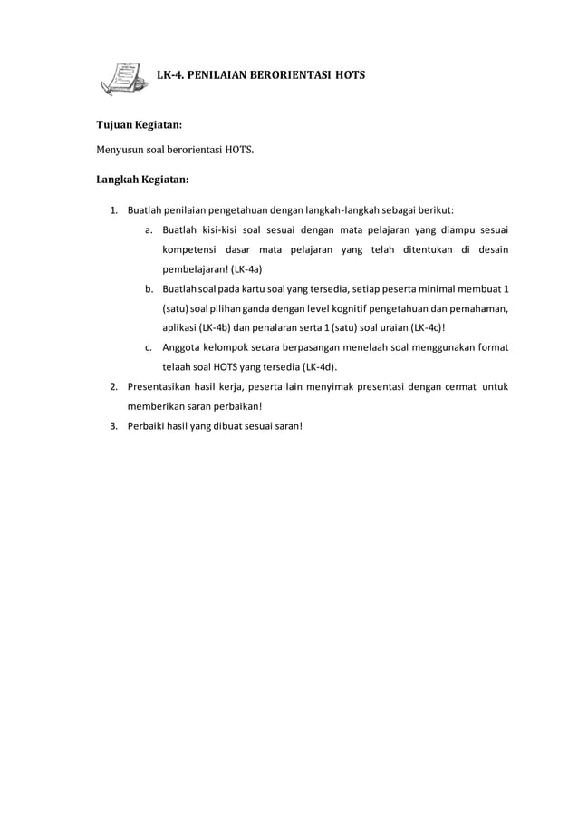 Lk.4 penilaian hots | PDF