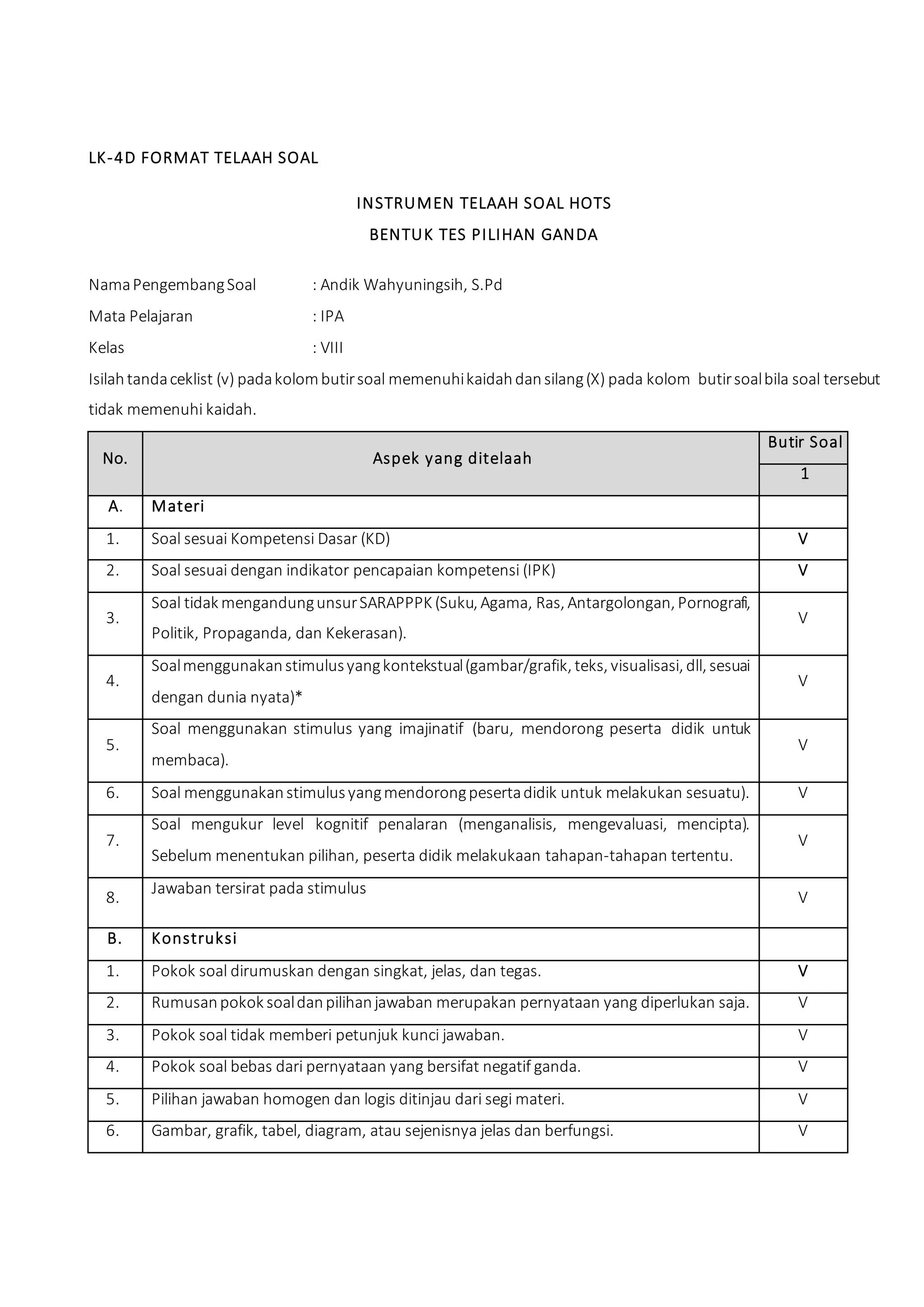 Lk 4d telaah rpp unit 2 pemantulan cahaya | PDF