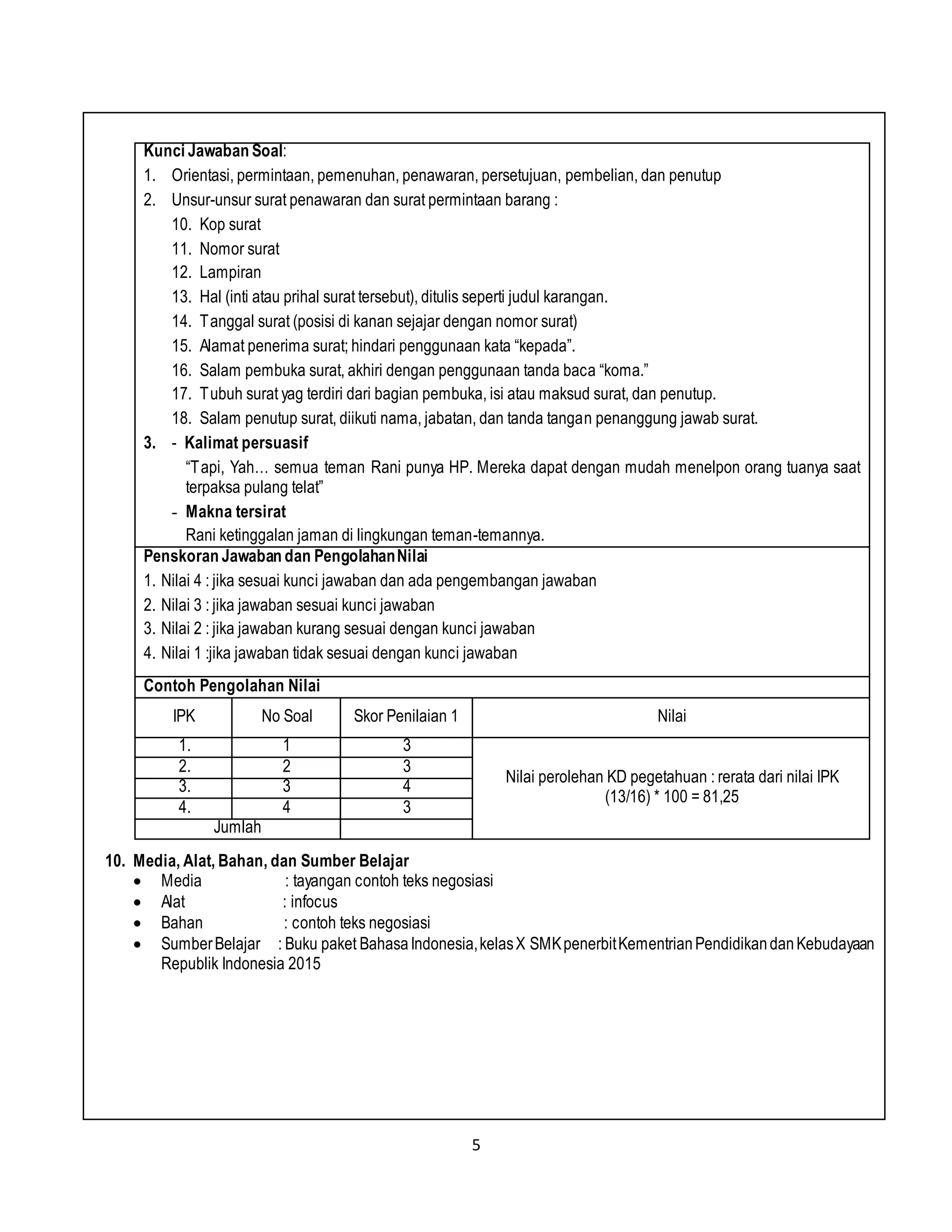 Contoh RPP Bahasa Indonesia K13 | DOCX