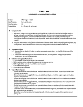 Contoh RPP Bahasa Indonesia K13 | DOCX