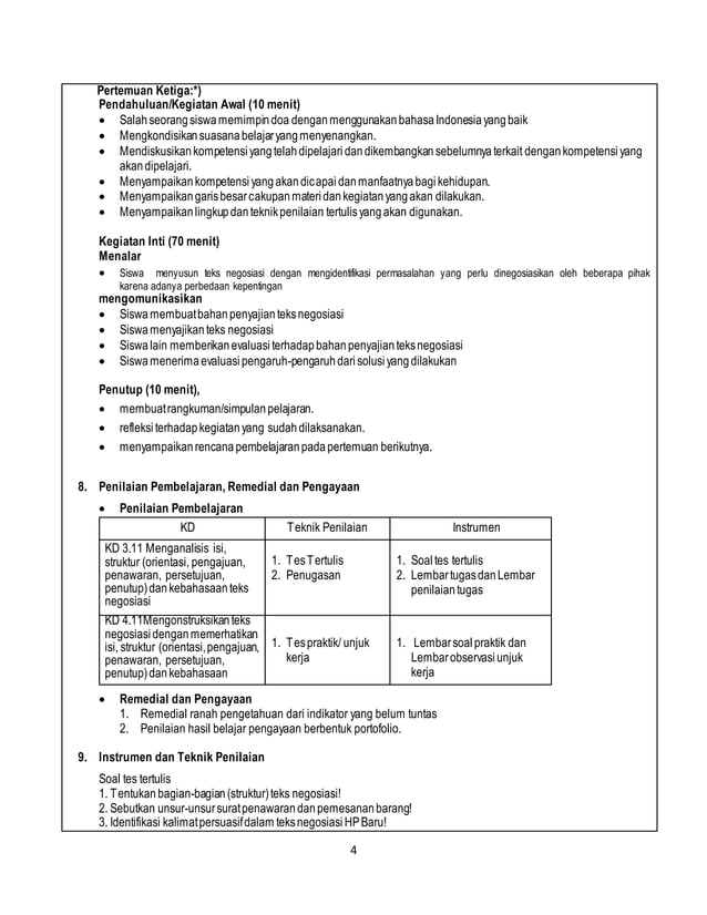 Contoh RPP Bahasa Indonesia K13 | DOCX