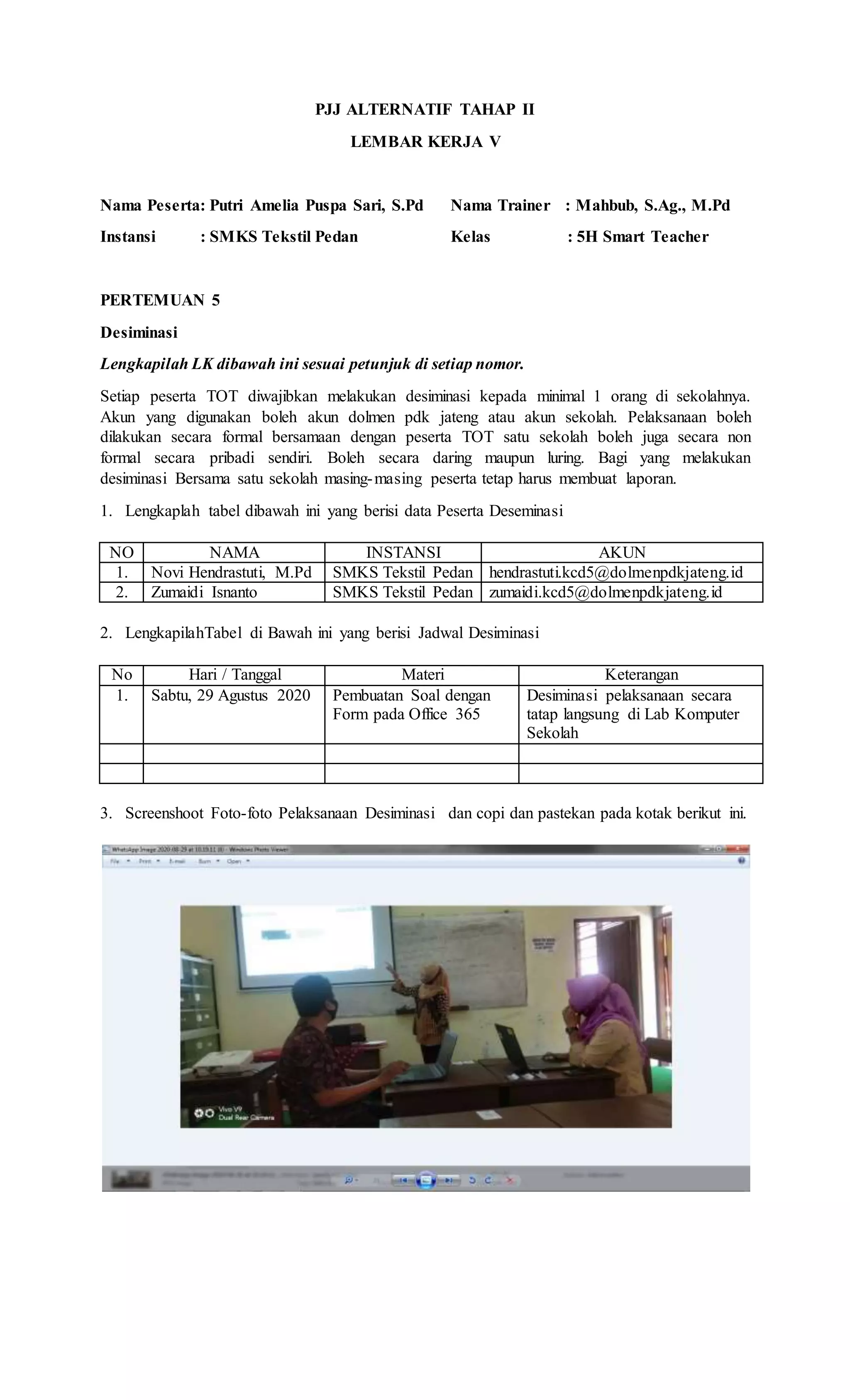 Lk 5 pjj (putri amelia puspa sari, s.pd) | PDF