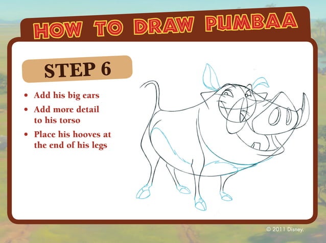 How To Draw Pumbaa | PDF | Drawing and Sketching | Arts and Crafts