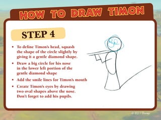 How To Draw Timon | PDF | Drawing and Sketching | Arts and Crafts