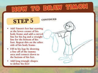 How To Draw Timon | PDF | Drawing and Sketching | Arts and Crafts