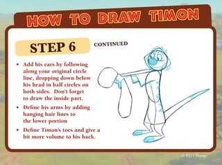 How To Draw Timon | PDF | Drawing and Sketching | Arts and Crafts