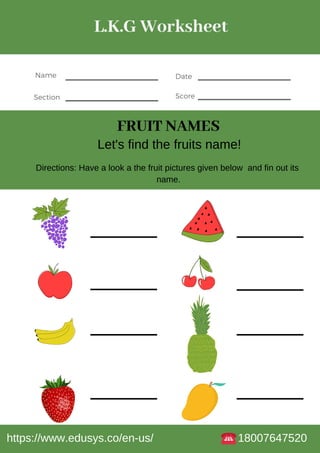 Kindergarten english worksheets writing