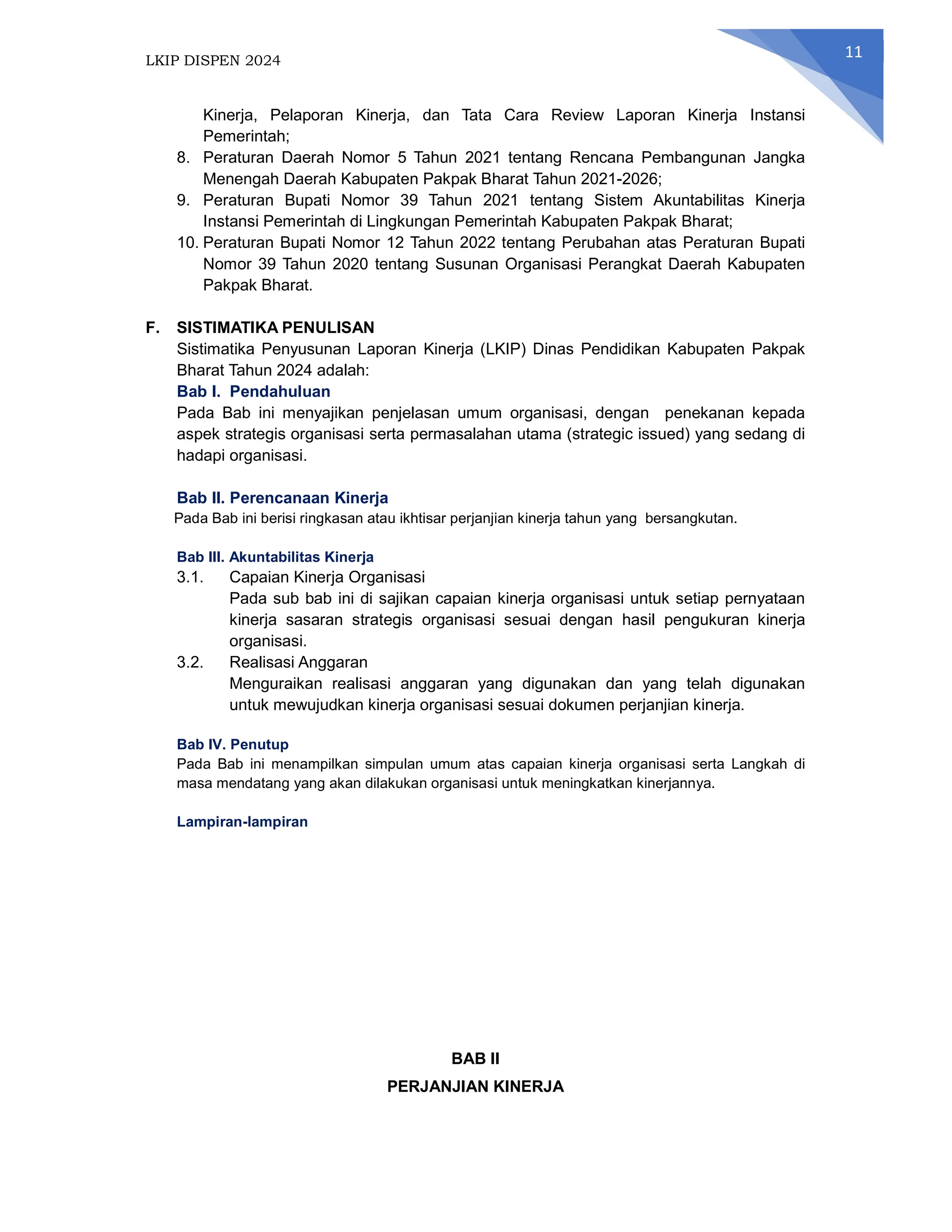 LAPORAN KINERJA DINAS PENDIDIKAN KABUPATEN PAKPAK BHARAT TAHUN 2024 | PDF