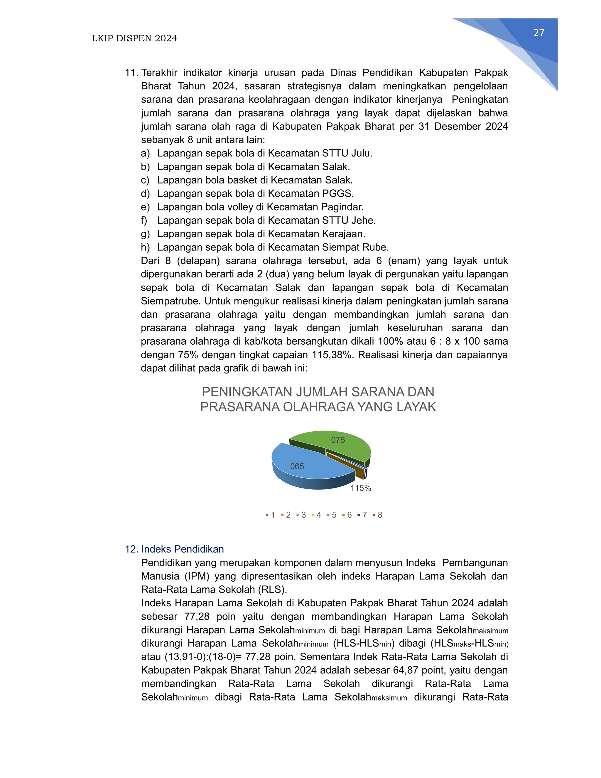 LAPORAN KINERJA DINAS PENDIDIKAN KABUPATEN PAKPAK BHARAT TAHUN 2024 | PDF