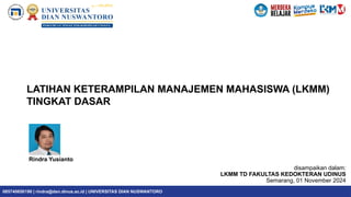 Latihan Keterampilan Manajemen Mahasiswa Tingkat Dasar | PPTX