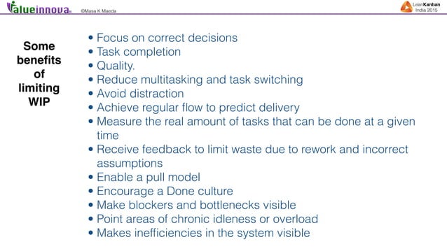 Lean Kanban India 2015 | The Art of limiting WIP | Masa K Maeda | PDF