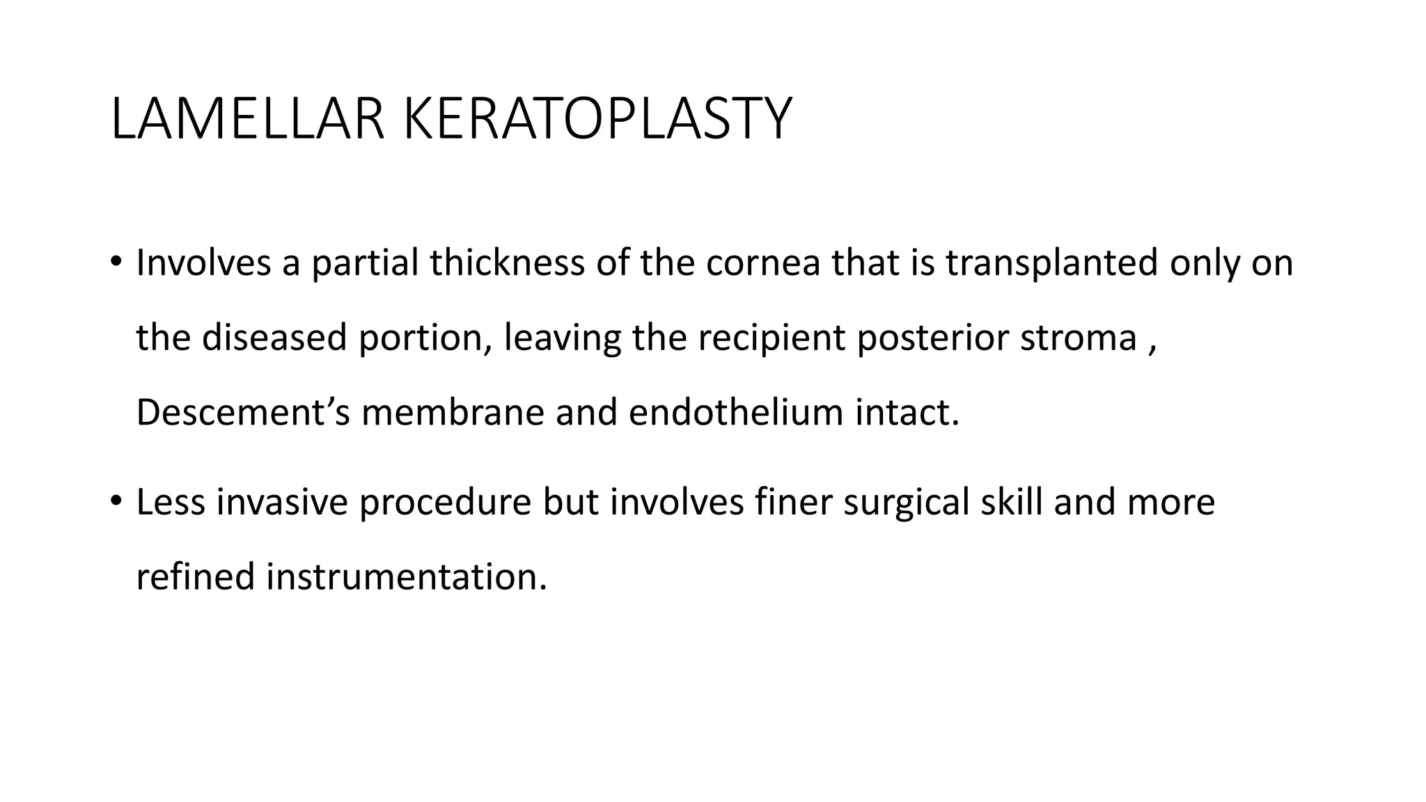 Lamellar Keratoplasty in ophthalmology | PPT