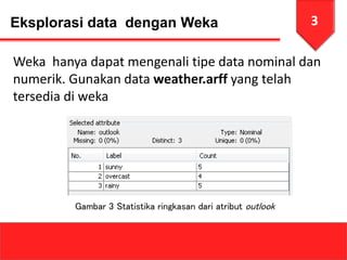 Tipe Data dan Eksplorasi Data Menggunakan Weka dan R | PPTX